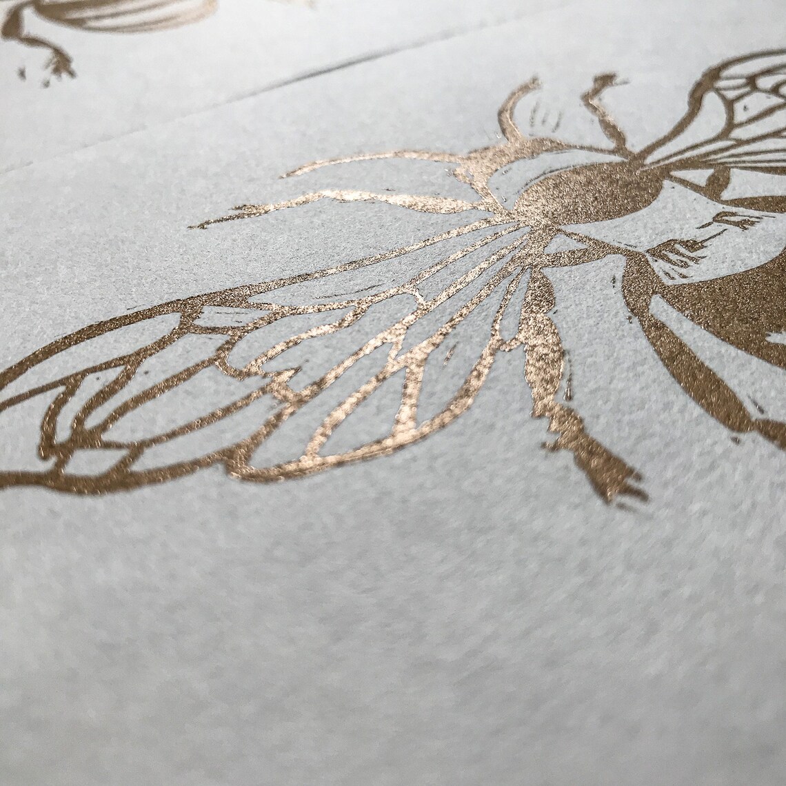 Gold Linocut Print of a Honey Bee, Signed Original Lino Print, Gift for ...