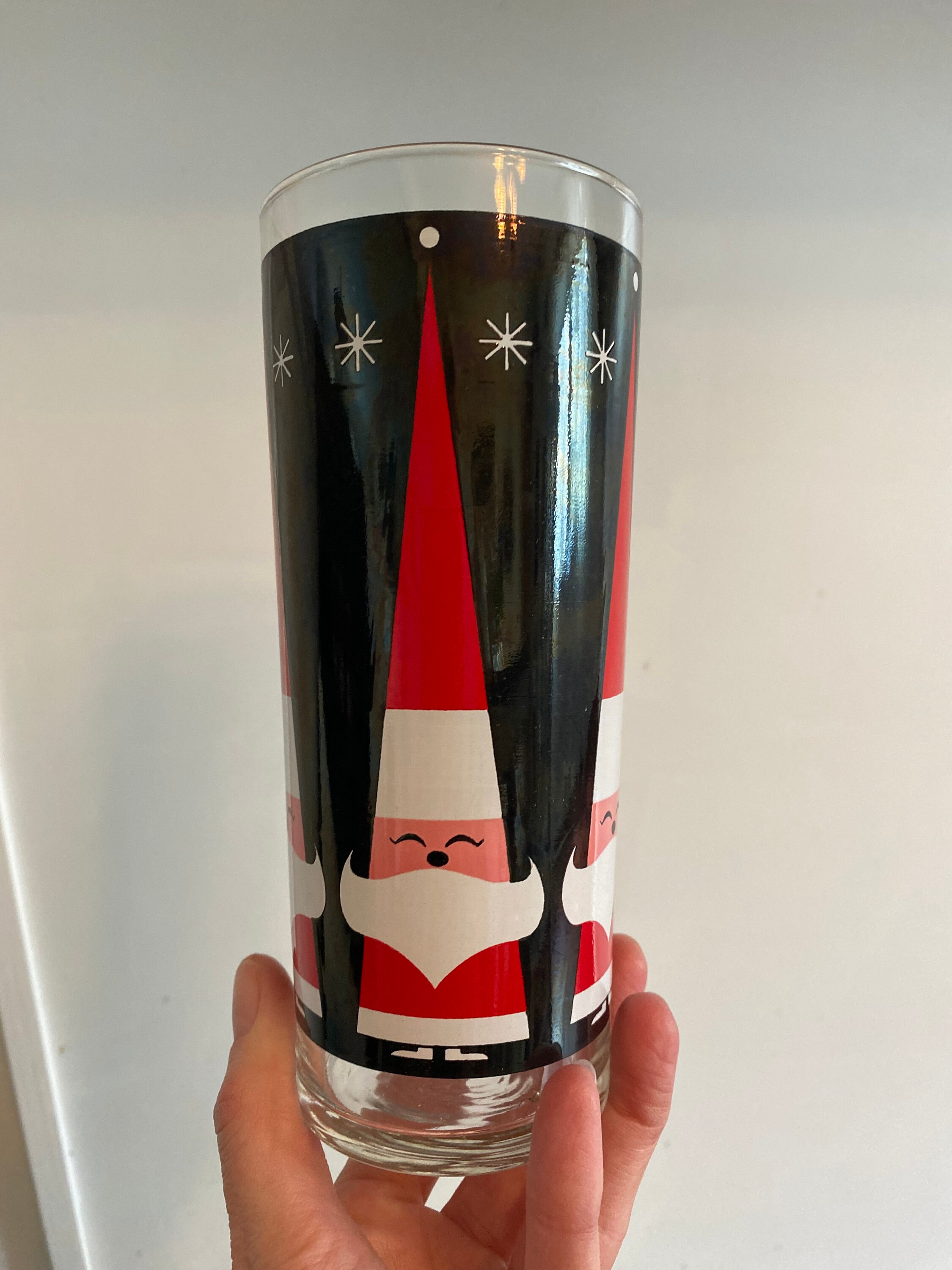 1960s Holt Howard for Libbey Atomic Santa Glasses / Tall Santa Hat ...