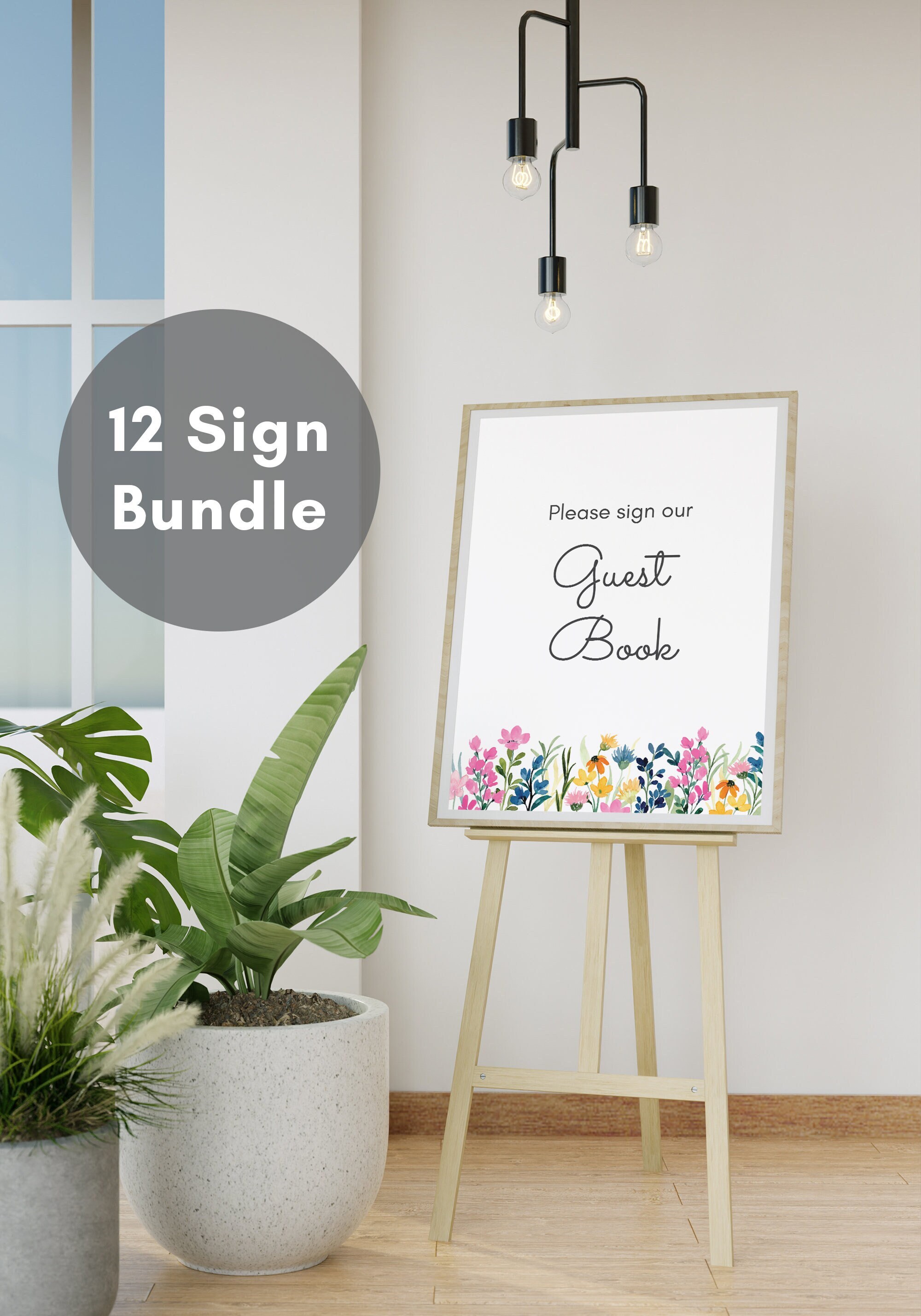 Wildflower Baby Shower Signs, Baby in Bloom, Spring Floral Sign Bundle ...