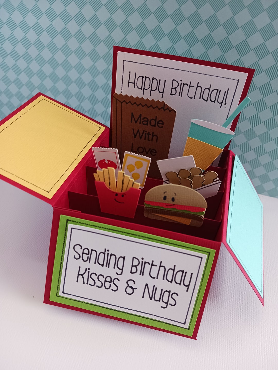 Hamburger Birthday Card Fast Food Cheeseburger and Fries & Chicken ...