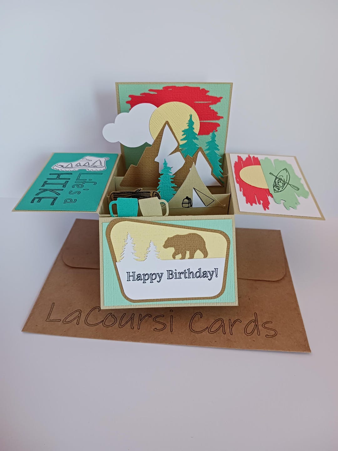 Pop up Mountain Birthday Card: Handmade 3D Camping Scene - Etsy