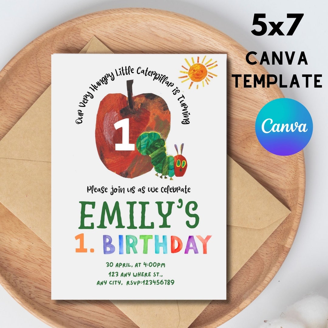 A Very Hungry Caterpillar First Birthday Invitation, Party Invitation ...