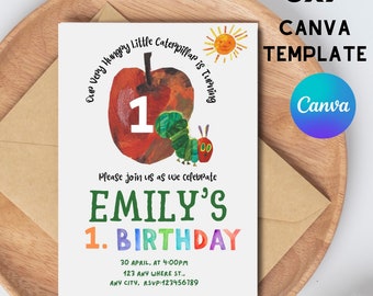 A Very Hungry Caterpillar First Birthday Invitation, Party Invitation ...