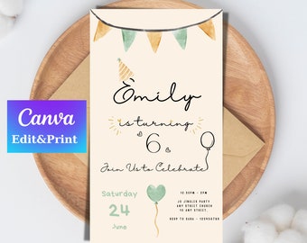 DIY Digital Minimalist Party Invitation |canva Template | Electronic ...