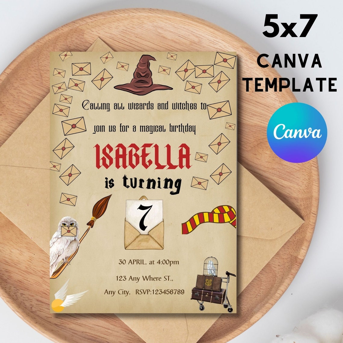 Editable Wizard Birthday Invitation, Magical School Birthday Invitation ...