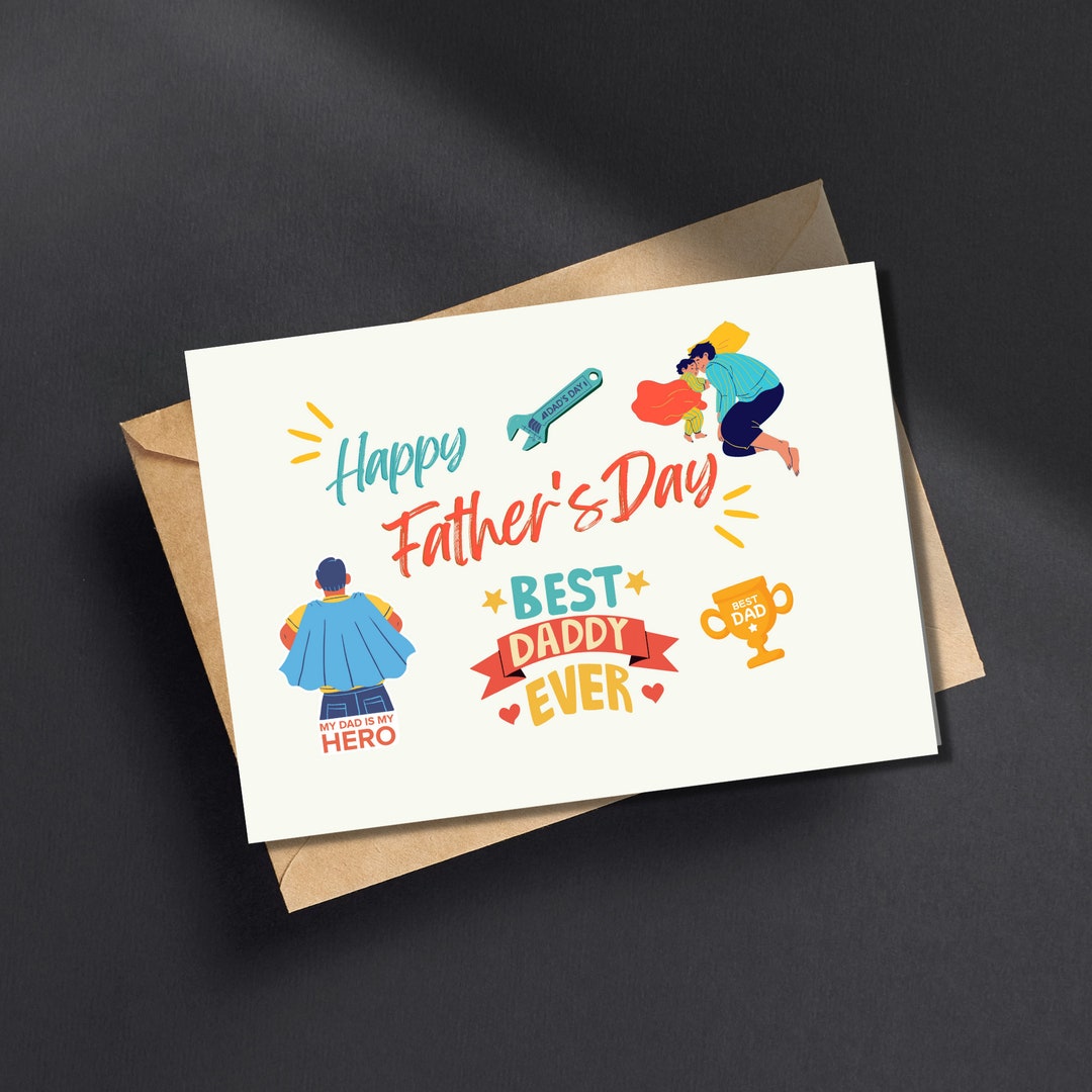 Printable Father's Day Card Instant Pdf Download Simple Father's Day ...