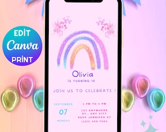 DIY Digital Minimalist Party Invitation |canva Template | Electronic ...