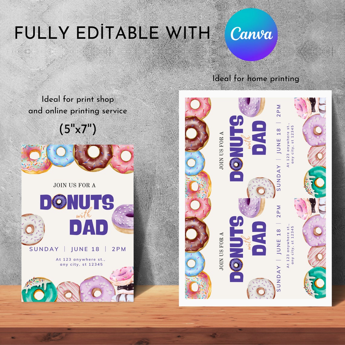 Father's Day Invitation Donuts With Dad, Printable Fathers Day ...