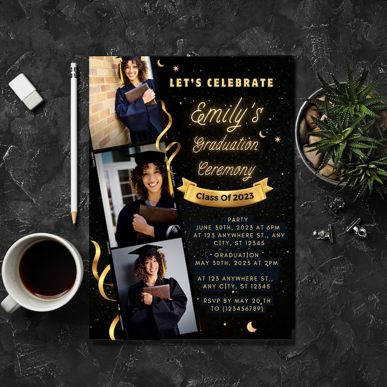 Graduation Photo Invitation Template: Class of 2023 (printable ...