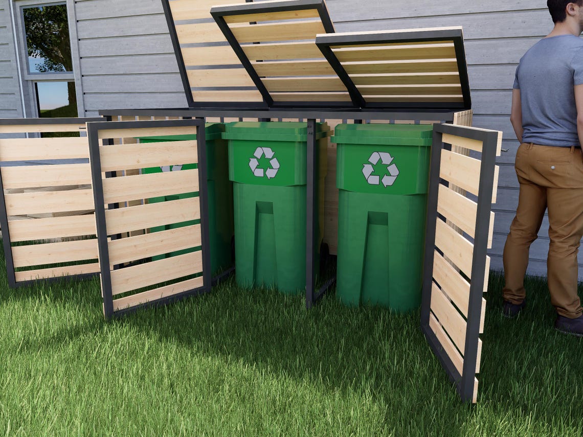 Trash Can Storage Enclosure DIY Plans - 64 Gallon Garbage Bin Storage ...