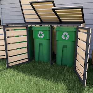 Trash Can Storage Enclosure DIY Plans - 64 Gallon Garbage Bin Storage ...