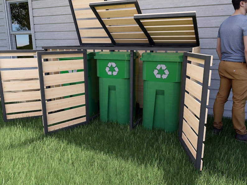 Trash Can Storage Enclosure DIY Plans - 64 Gallon Garbage Bin Storage ...