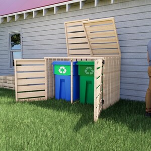 Trash Can Storage Enclosure DIY Plan - 96 Gallon - 64 Gallon Garbage ...