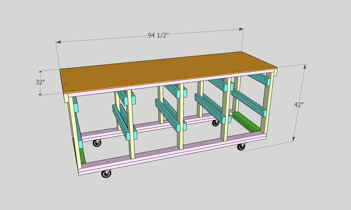 Mobile Tote Storage Rack With Workbench Plans , 27 Gallon Tote Storage ...
