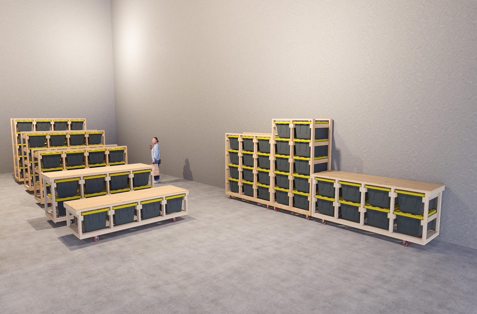 Mobile Tote Storage Rack | 27 Gallon Storage Tote Rack Plans | DIY Tote ...
