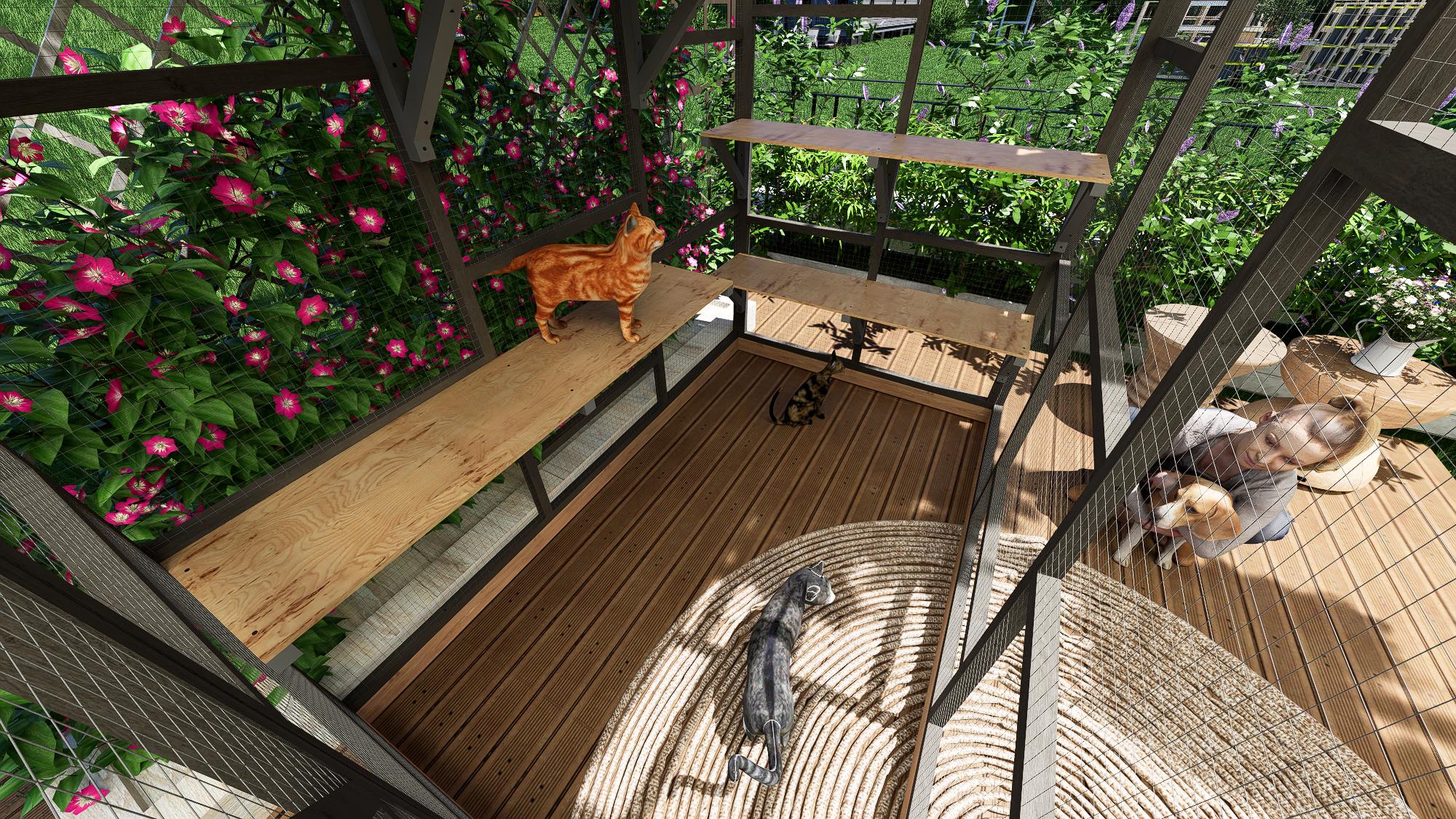 Catio Cat House Plans - Cat Patio Plans - Garden Outdoor Cat House 5x8 ...