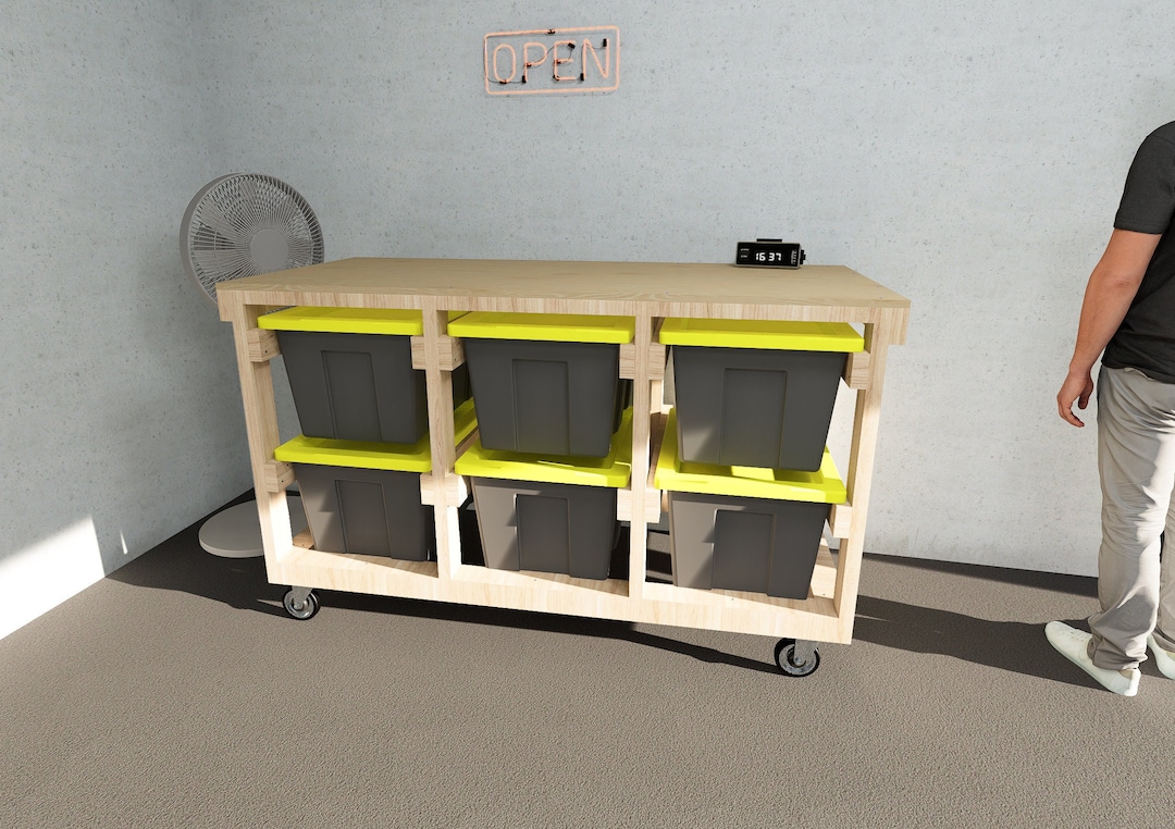 Mobile 27 Gallon Shelves Unit With Bench - Plans - 27 Gallon Shelf With ...
