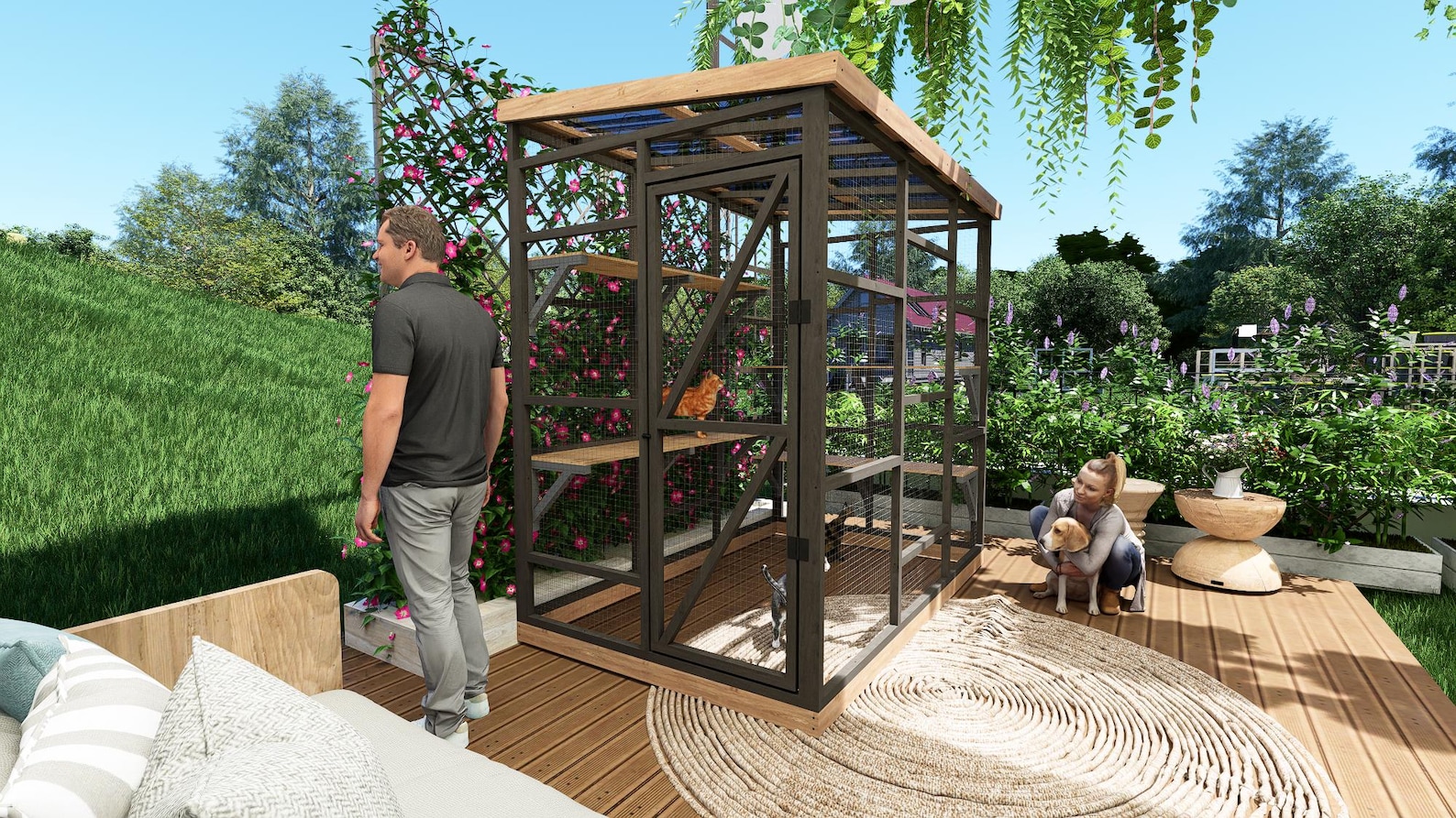 Catio Cat House Plans - Cat Patio Plans - Garden Outdoor Cat House 5x8 ...