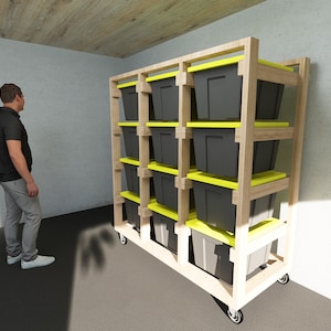 27 Gallon Tote Rack Mobile Garage Storage Rack Plans / Tote Storage ...
