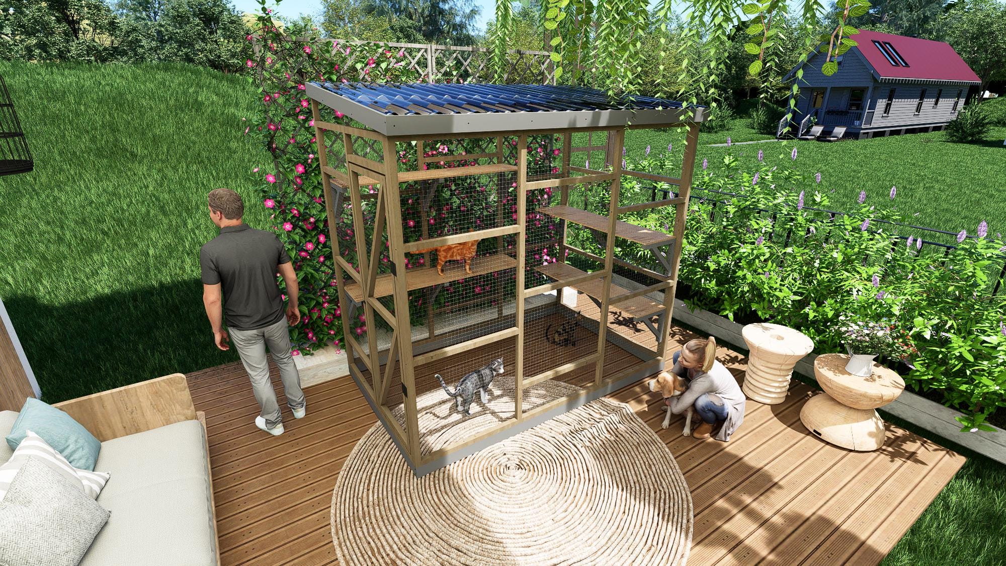 Catio Cat House Plans - Cat Patio Plans - Garden Outdoor Cat House 5x8 ...