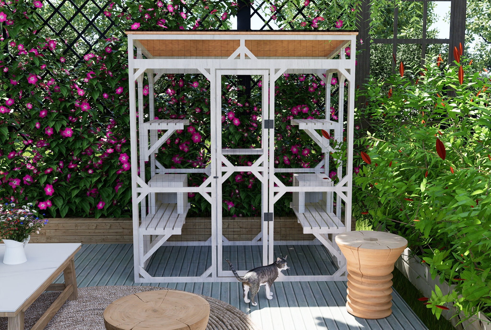 Catio Cat House Plans Modern Catio Plans Moder Cat Outside Etsy Canada