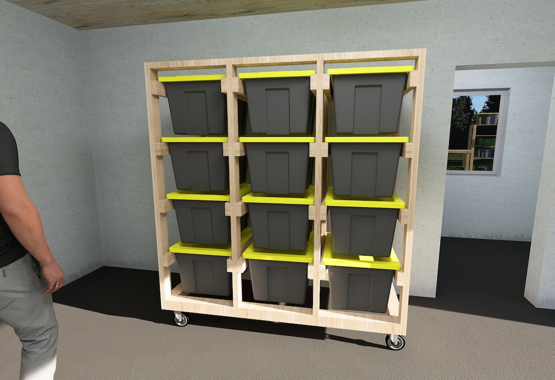 27 Gallon Tote Rack Mobile Garage Storage Rack Plans / Tote Storage ...