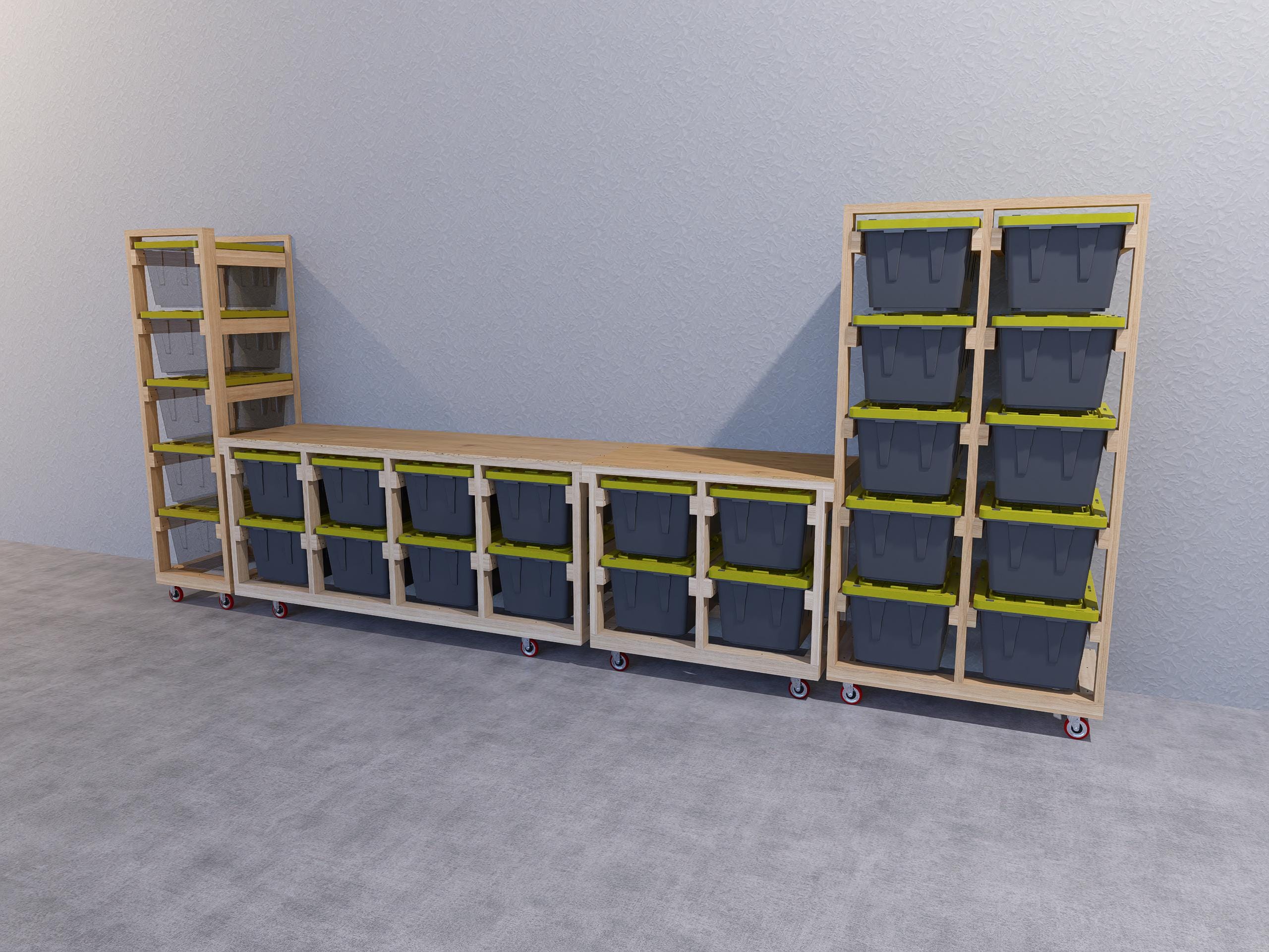 Mobile Tote Storage Rack | 27 Gallon Storage Tote Rack Plans | DIY Tote ...