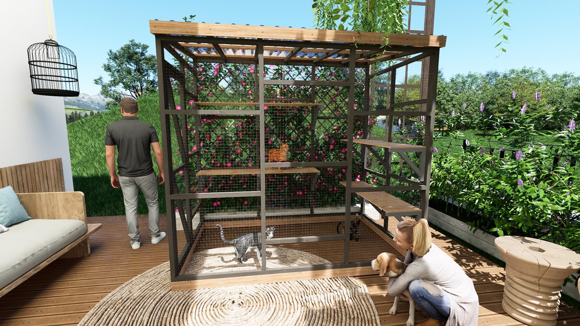 Catio Cat House Plans - Cat Patio Plans - Garden Outdoor Cat House 5x8 ...