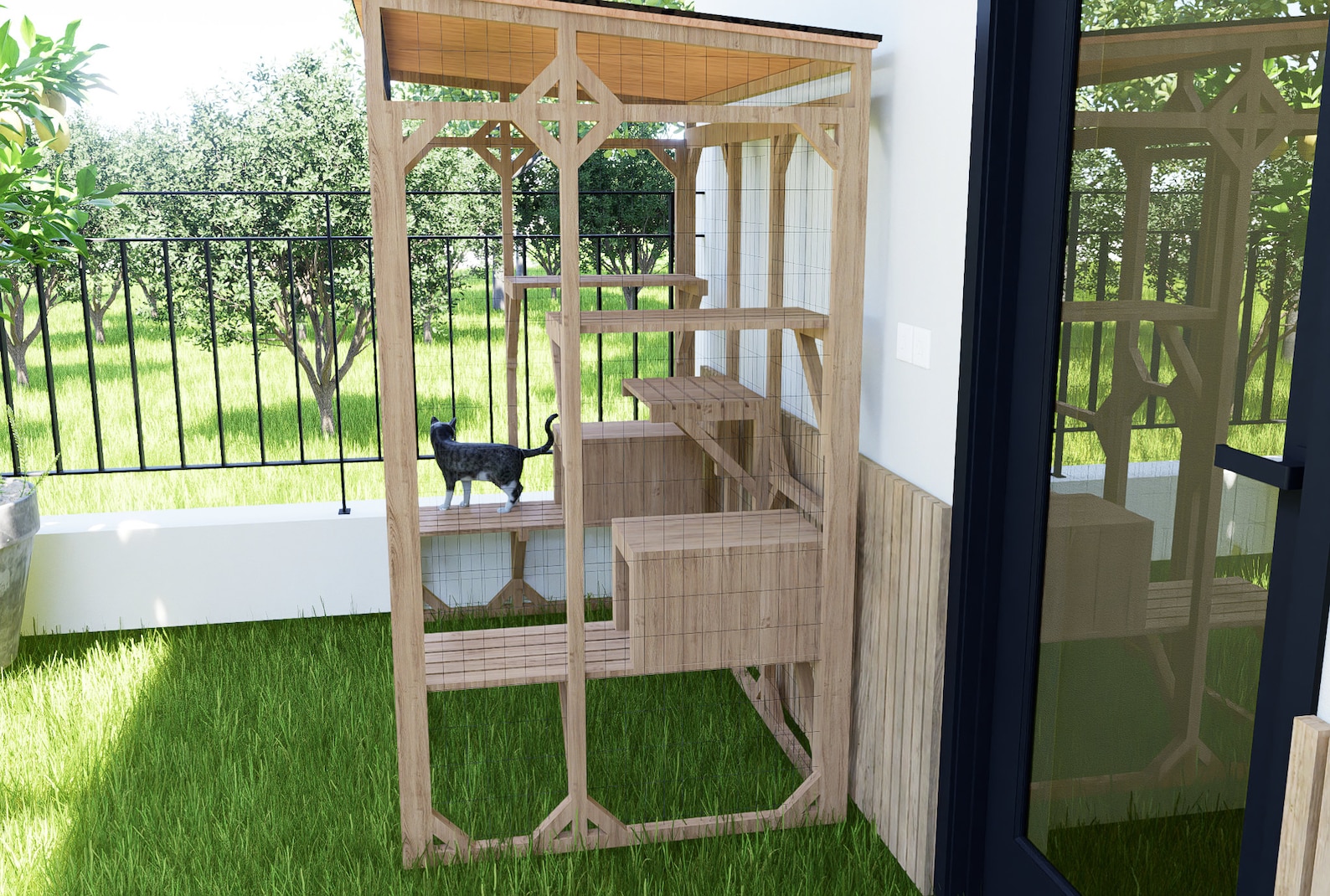 Catio Cat House Plans - Modern Catio Plans - Moder Cat Outside House ...