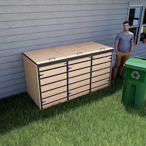 Trash Can Storage Enclosure DIY Plan - 96 Gallon - 64 Gallon Garbage ...