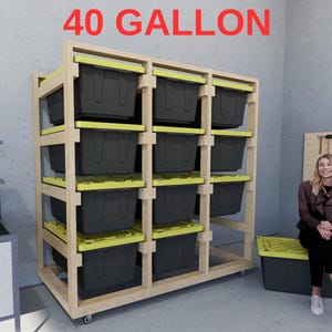Mobile 40 Gallon Tote Rack Storage Plans - 40 Gallon Shelf - DIY Tote ...