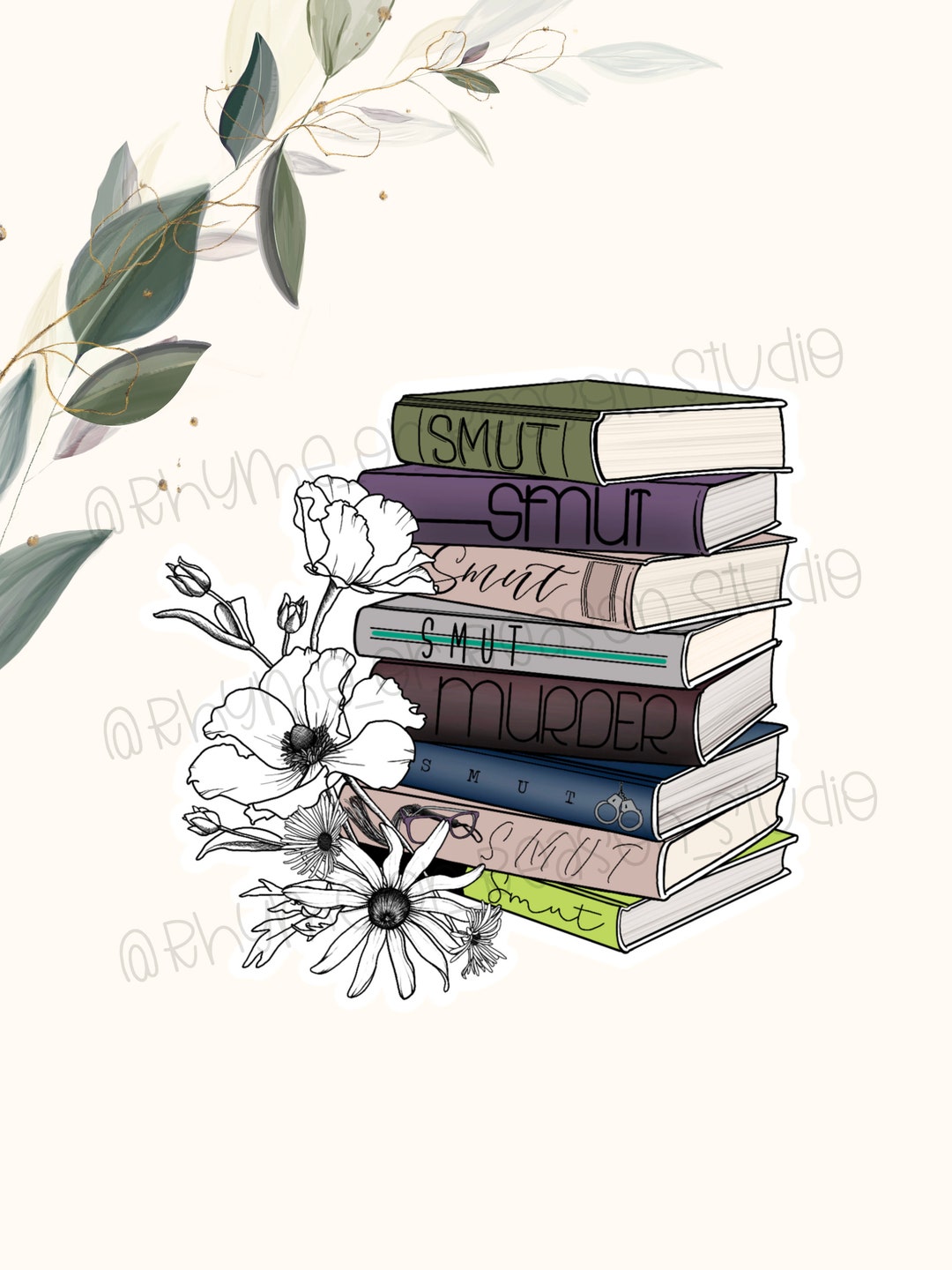 Smut Stack Book Lovers Vinyl Stickers Books Floral - Etsy