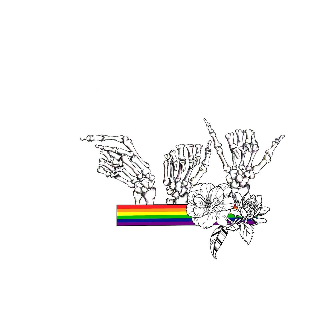 Gay Hands ASL ASL Stickers Skeleton Stickers LGBTQ Stickers Floral ...