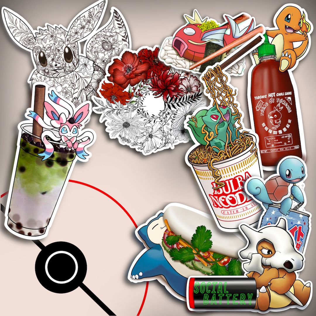 Poké Sticker Pack | Pokémon | Bulbasaur | Sylveon | Snorlax | Magikarp ...