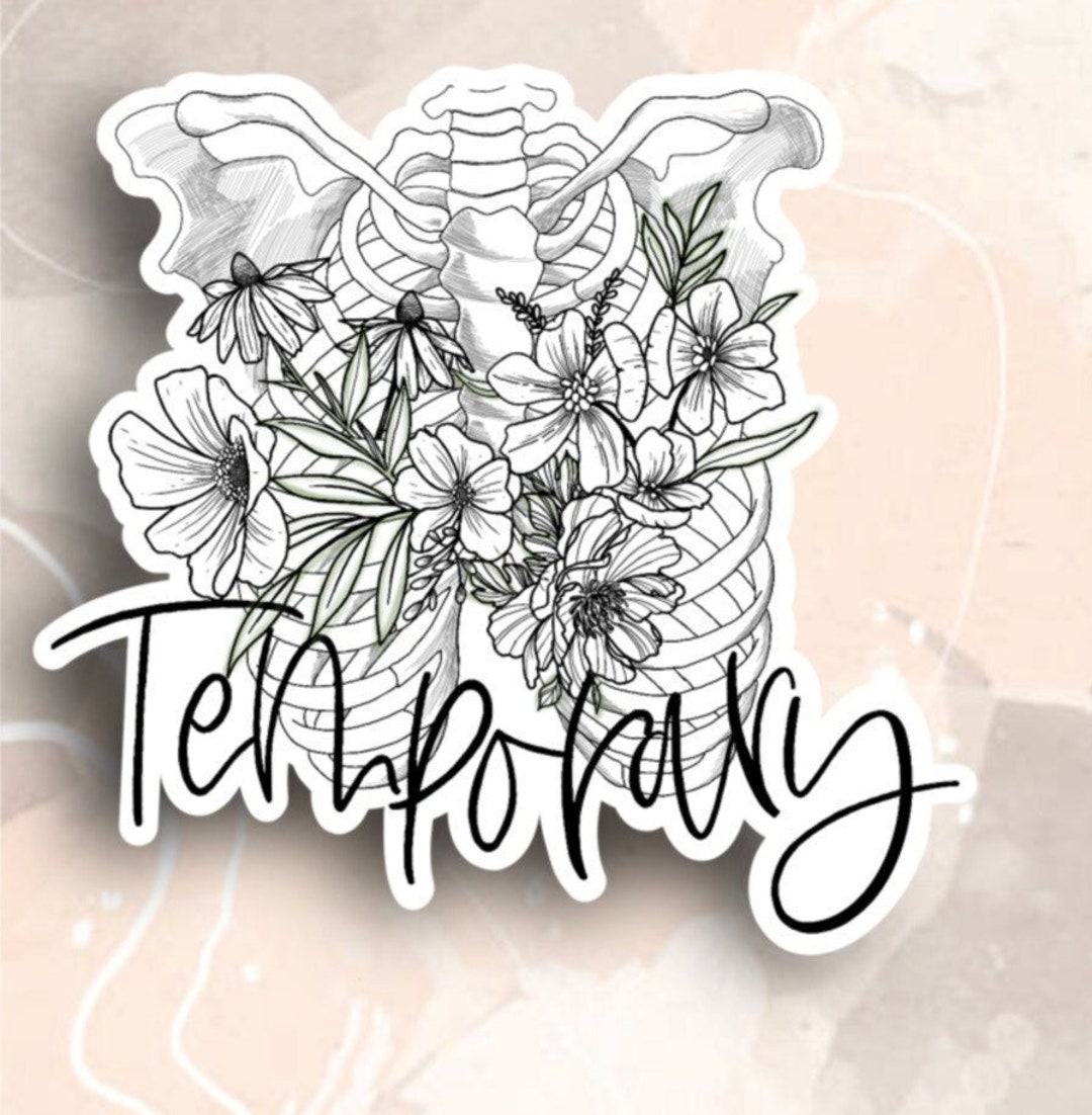 Temporary Vinyl Sticker | Skeleton Sticker | Floral Sticker | Eco ...