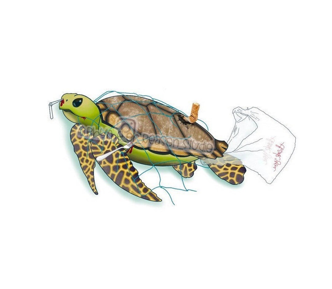 Trash Turtle | Turtle Sticker | Ocean Pollution | Save the Planet ...