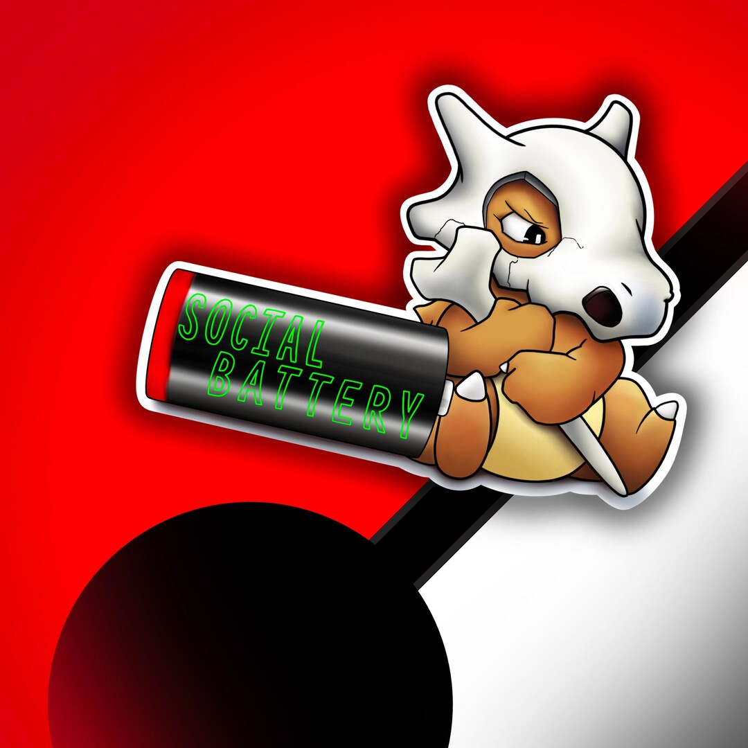 Introvert Cubone Cubone Social Battery Low Pokémon Sticker Ground-type ...