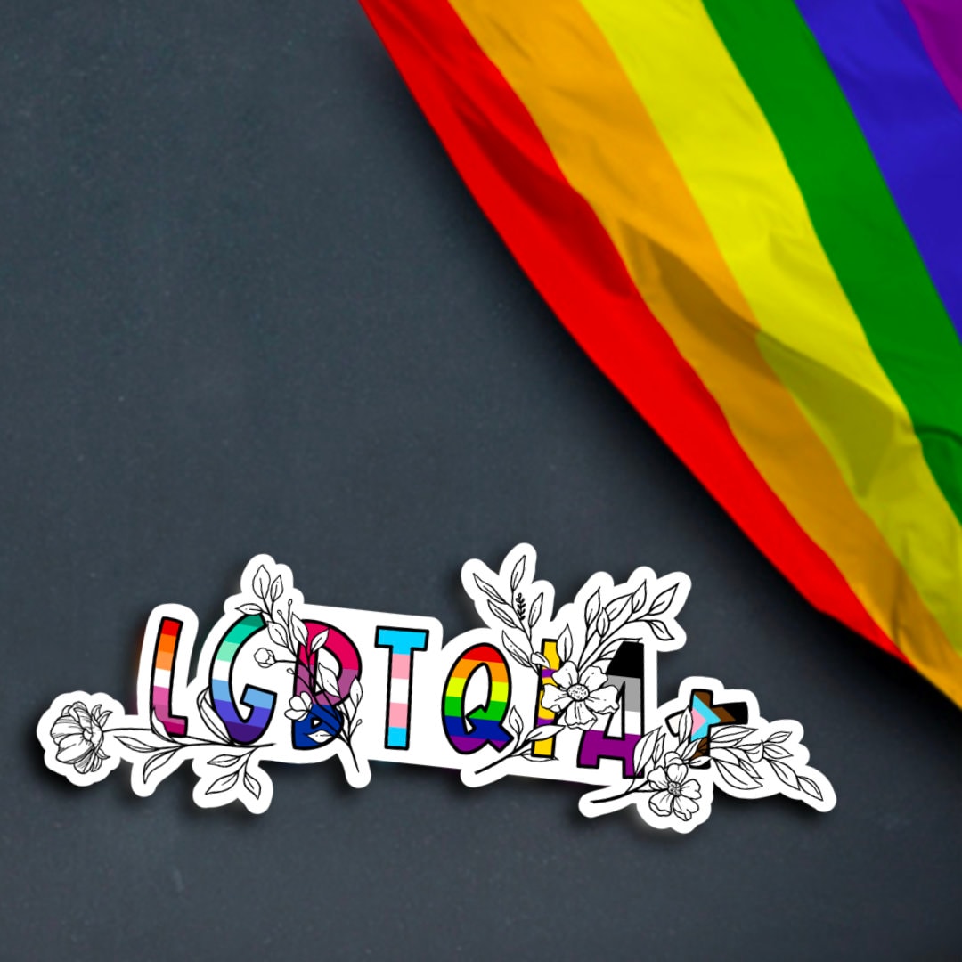 LGBTQIA Rainbow Flag LGBTQ Floral Sticker Pride Pride Flags Queer ...