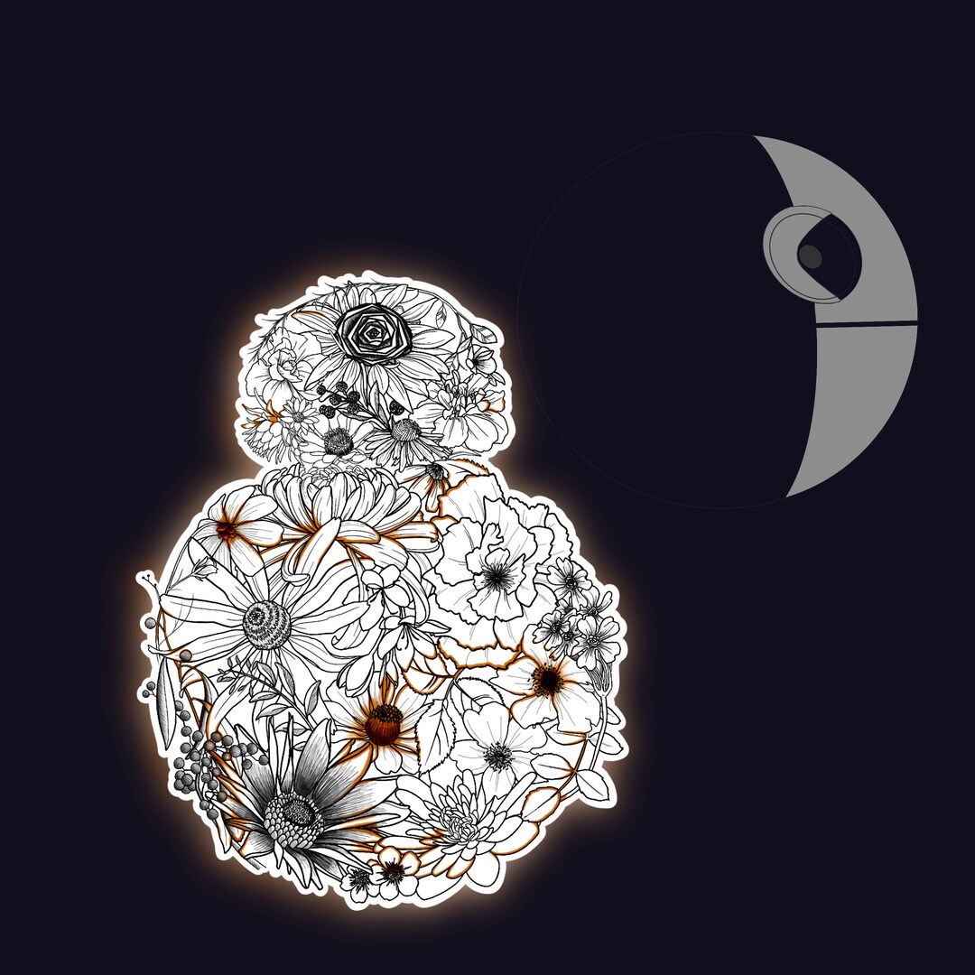 Floral BB8 | Star Wars Sticker | Floral Sticker | BB8 Sticker | Droid ...