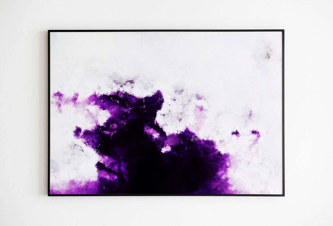 Purple and White Printable Abstract Wall Art, Modern Home Art, Digital ...