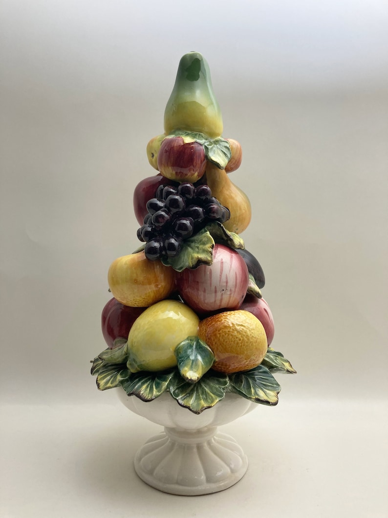 Capodimonte Majorica Fruit Topiary Centerpiece Apples Grapes - Etsy