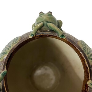 Happy Tree Frog Trio Vase Vintage Majolica Triple Frogs Toads on Tree ...