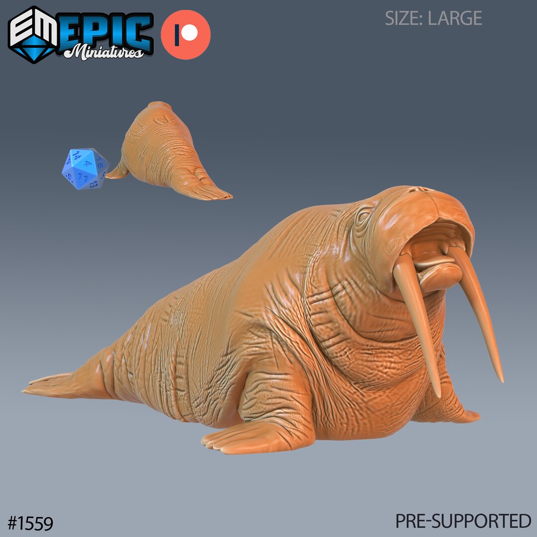 Walrus Roaring Beast Epic Miniatures 12K Resin 3D Printed Miniatures ...