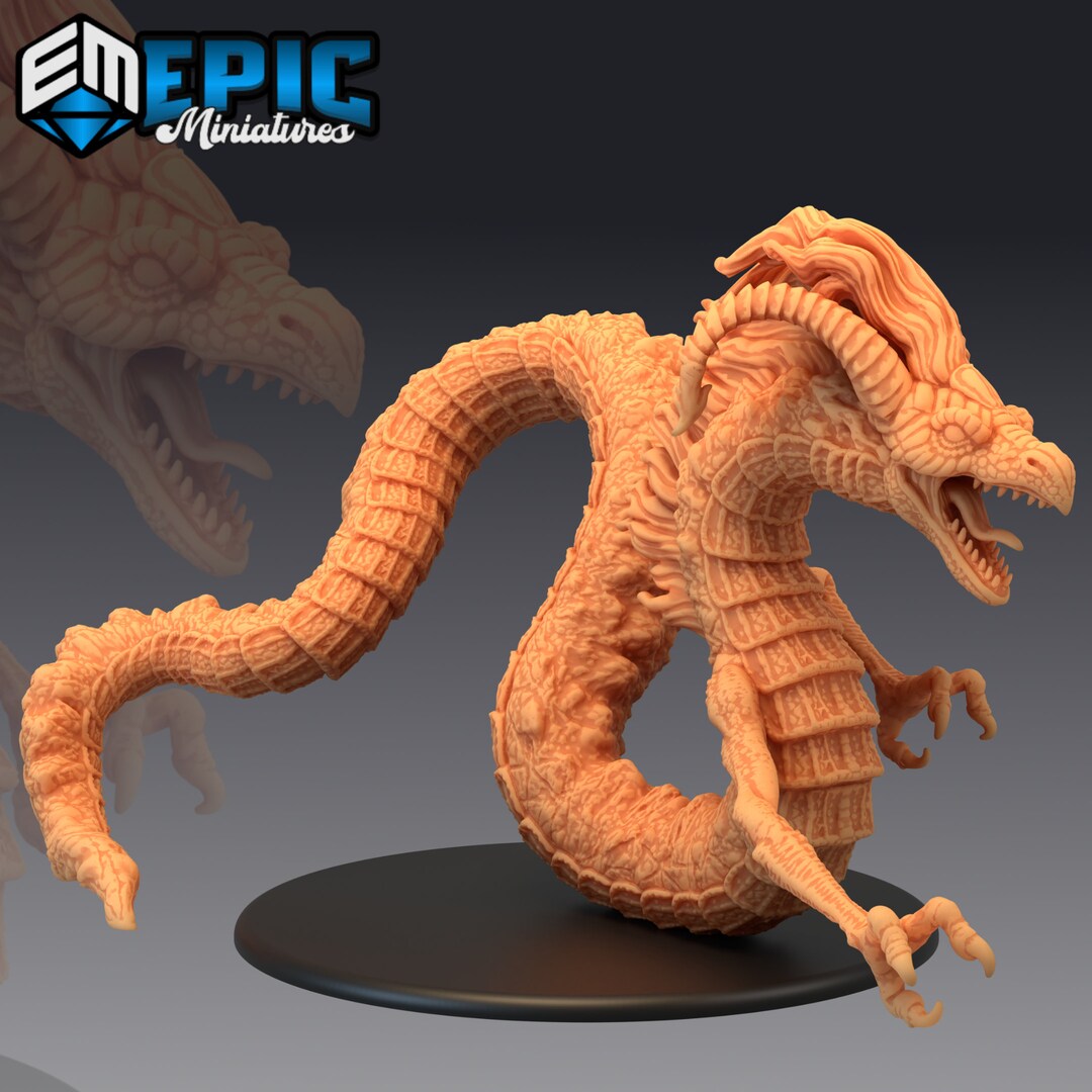 Flying Volcano Wyrm Dragon Epic Miniatures 12K Resin 3D Printed ...