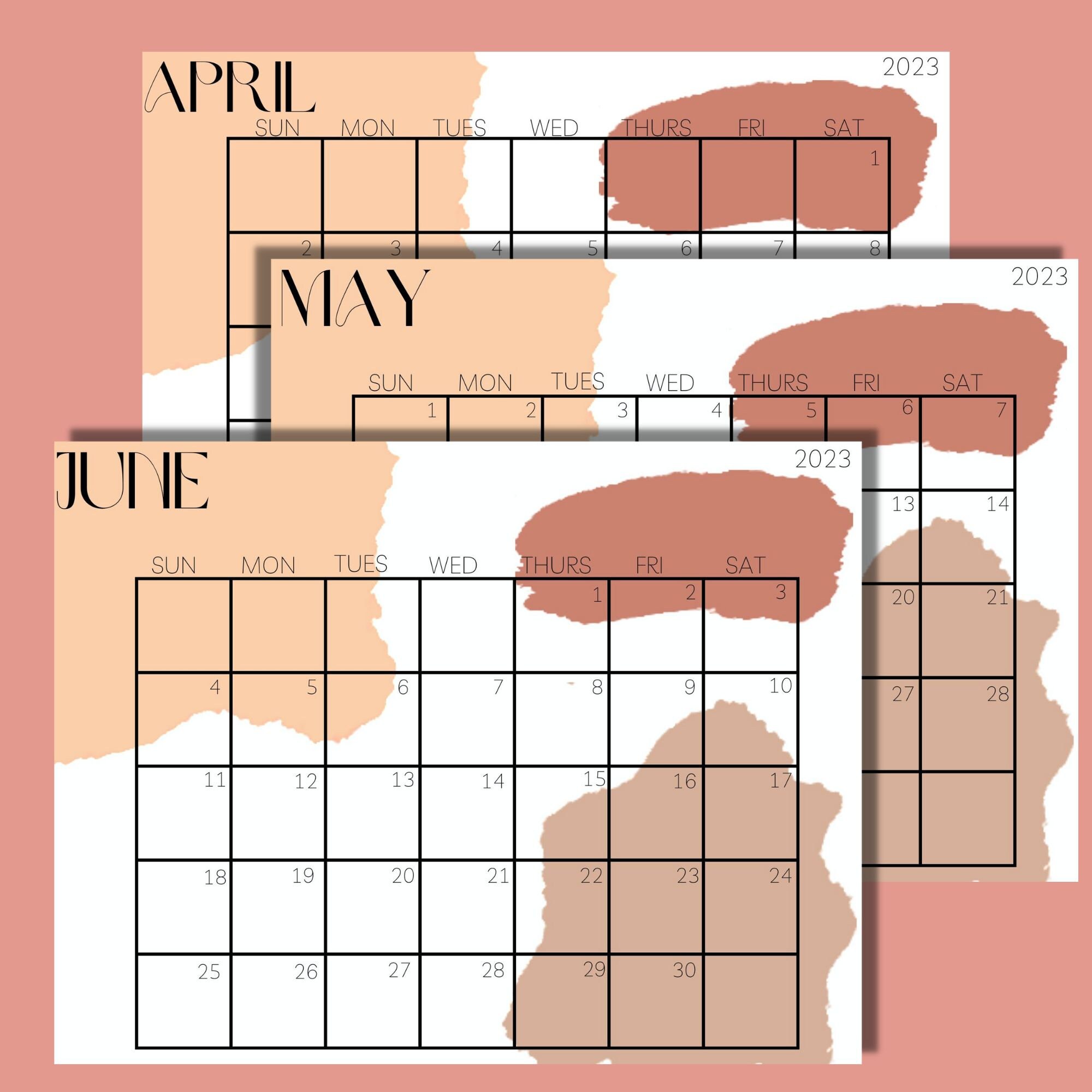 Printable 2023 Dusty Pink Calendar, Monthly 2023 Dusty Pink Calendar ...