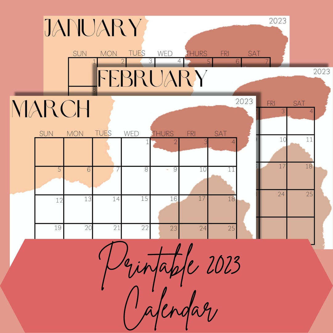 Printable 2023 Dusty Pink Calendar, Monthly 2023 Dusty Pink Calendar ...