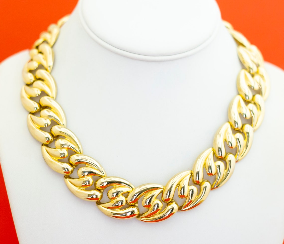 Vintage Thick Gold Tone Chain Necklace 18 Inches - O28 - Etsy