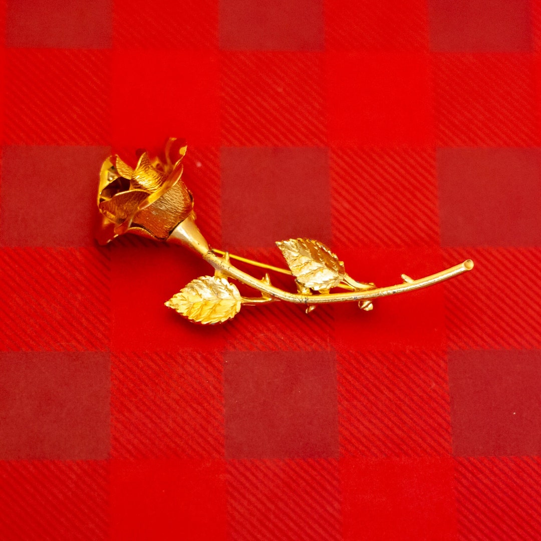 Broche rose florale complexe vintage dorée - O33 - Etsy France