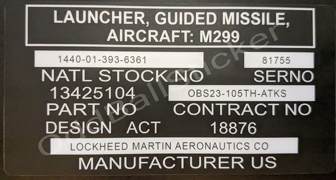 M299 Guided Missile Launcher Part Number Sticker - Etsy