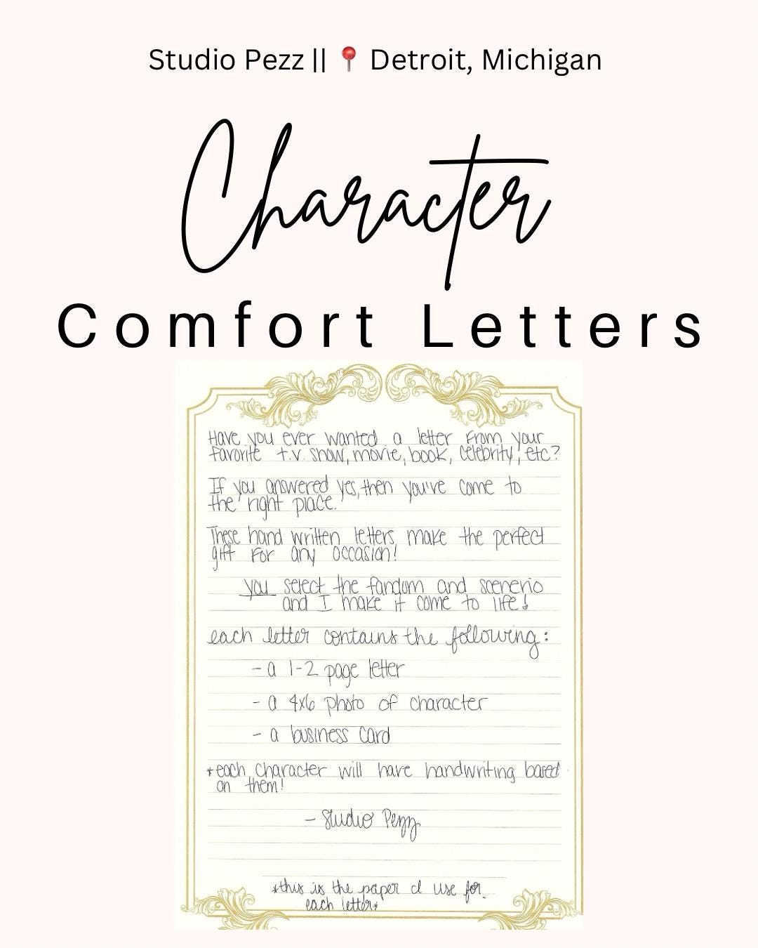 Comfort Character Letter - Etsy